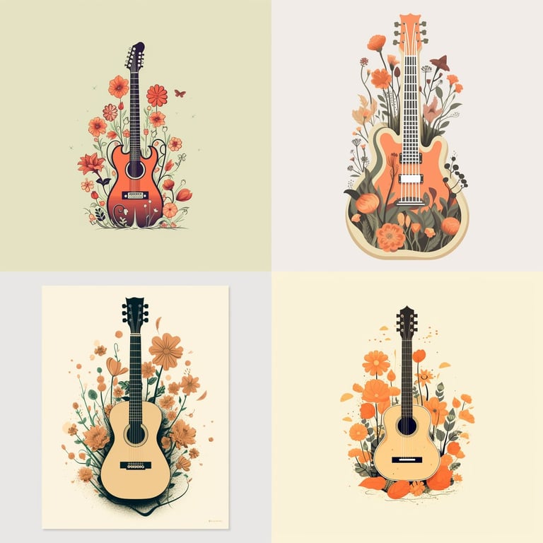 Guitar Strings Transforming into Flowers Vector Art Prompt | NeoPrompt