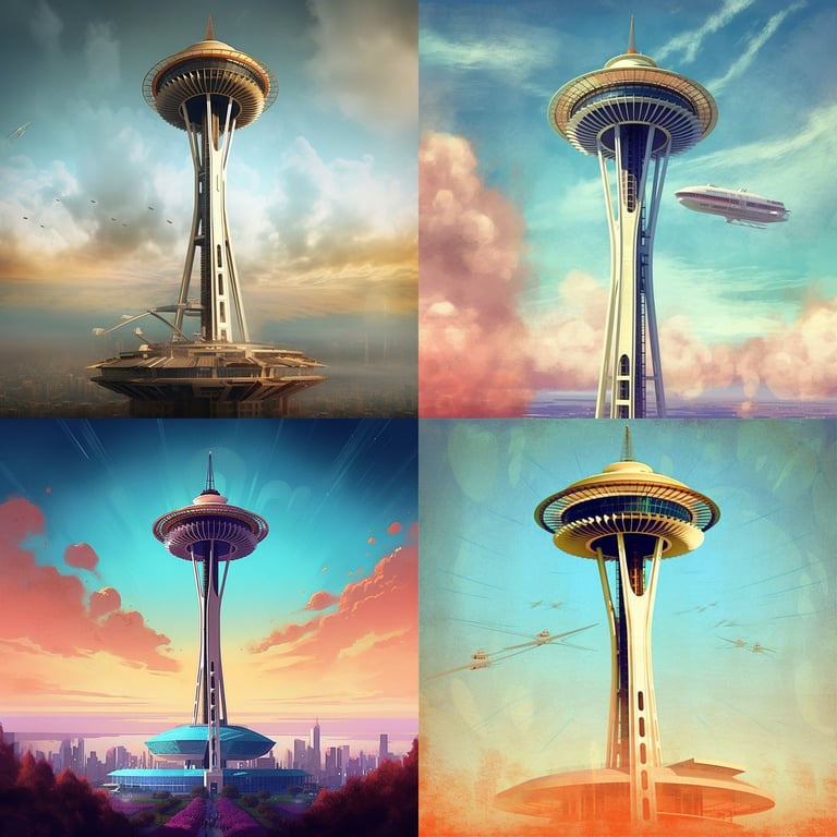 Retro Progress: Space Needle Journey 2023 Prompt | NeoPrompt