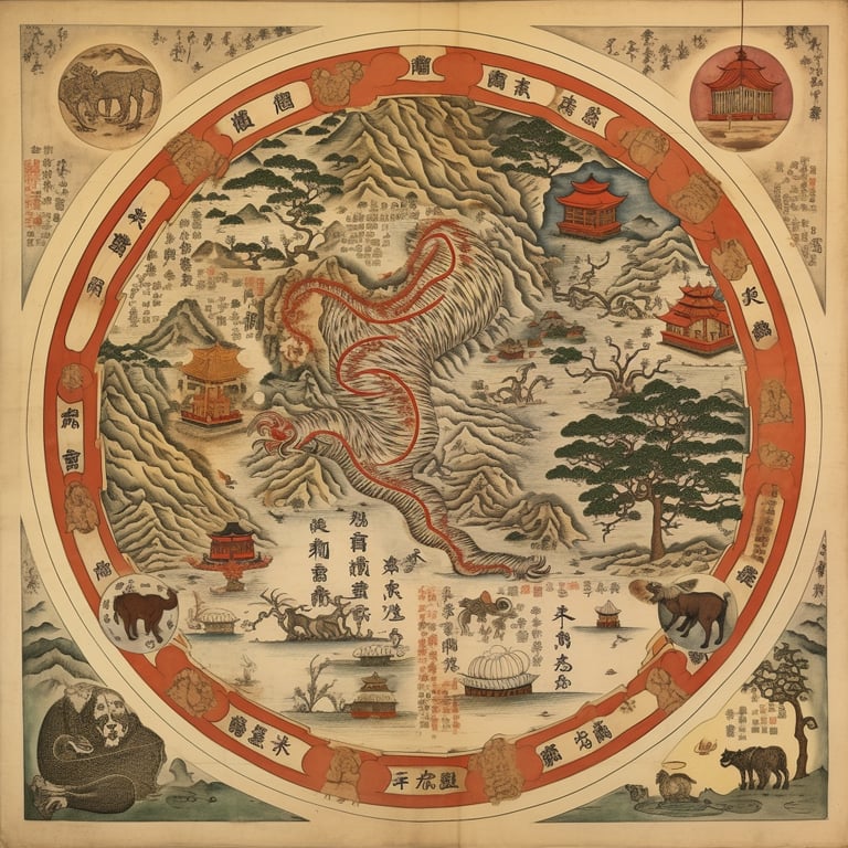Journey Through the Four Divine Beasts of Chinese Mythology Map Prompt ...