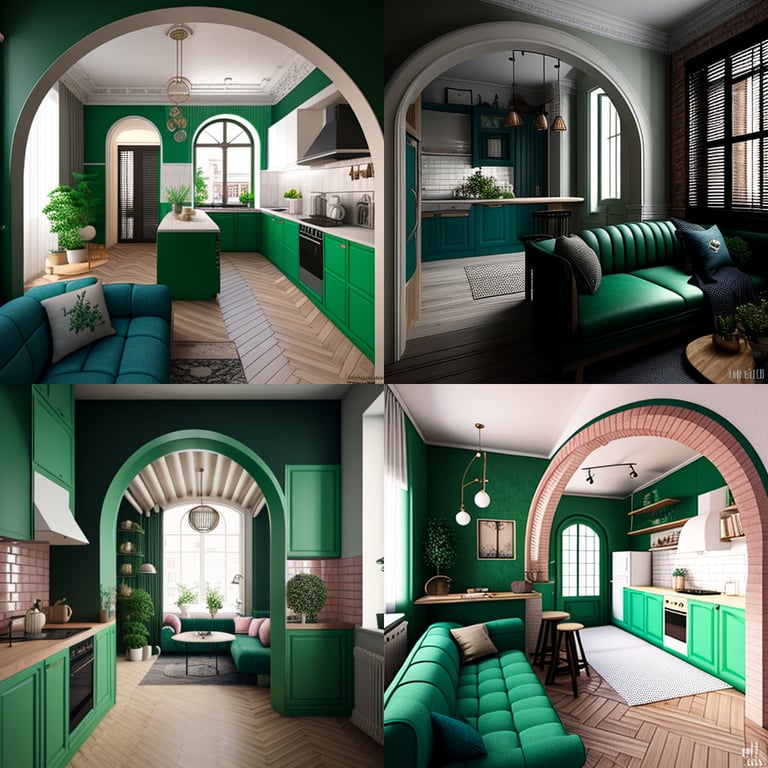 Mid-Point Design Steps for a Cozy, Light-filled Living Room and Kitchen Space of 20m Prompt ...