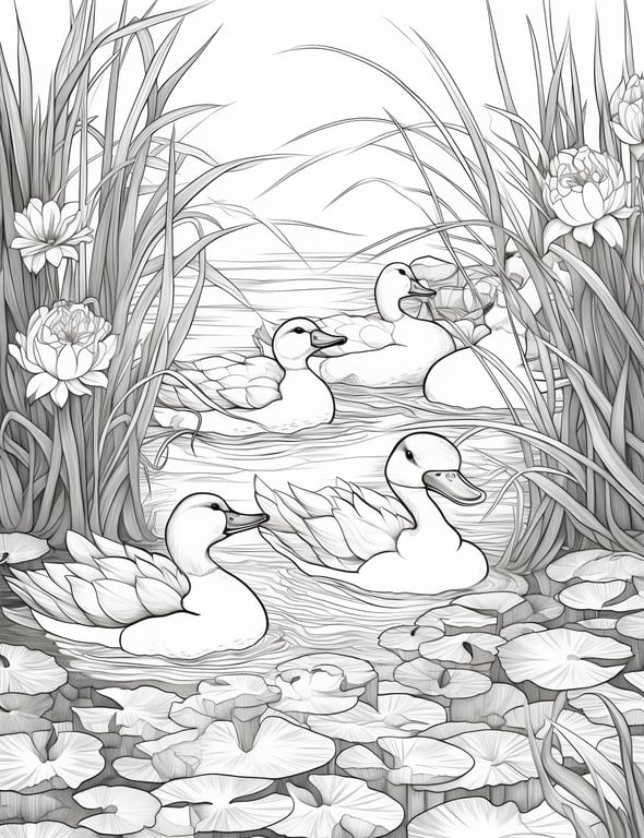 Detailed Duck Pond Coloring Page Prompt | NeoPrompt