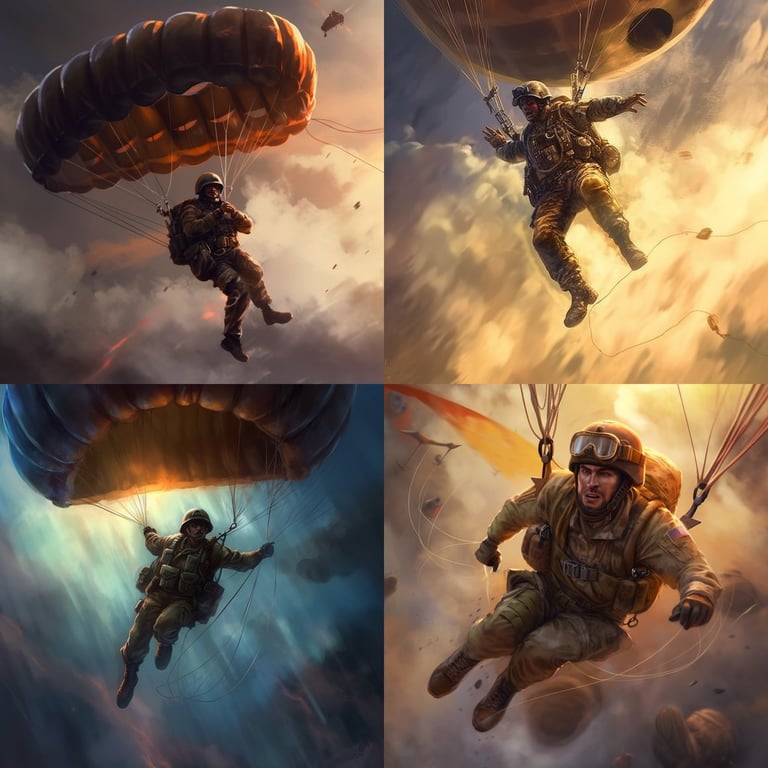 Mid-Air Combat: Paratrooper Battle in 4K Digital Animation Prompt ...