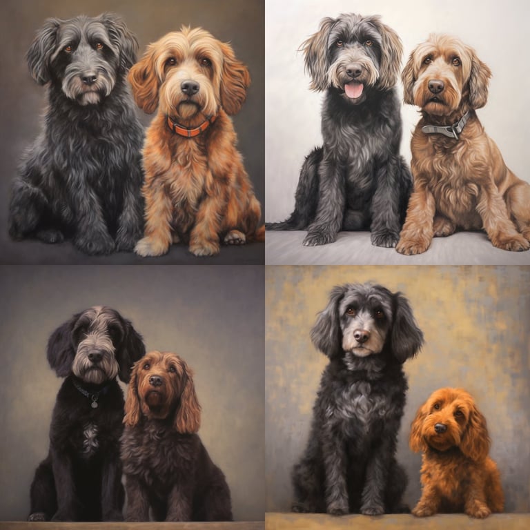 Companions in Contrast: A Pastel Portrait of Two Doodles Prompt | NeoPrompt