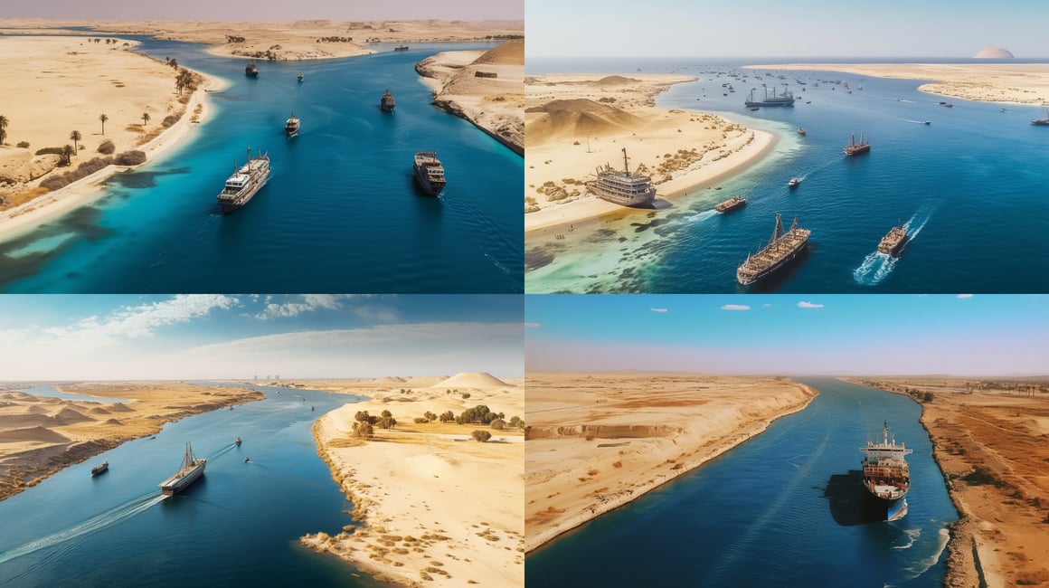 A Stunning Aerial Perspective of Ancient Ships Cruising the Suez Canal ...