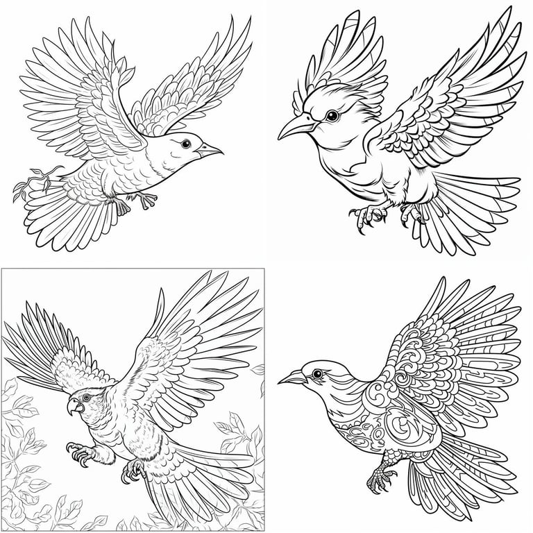 Cartoon Style Flying Bird Coloring Page for Kids Prompt | NeoPrompt