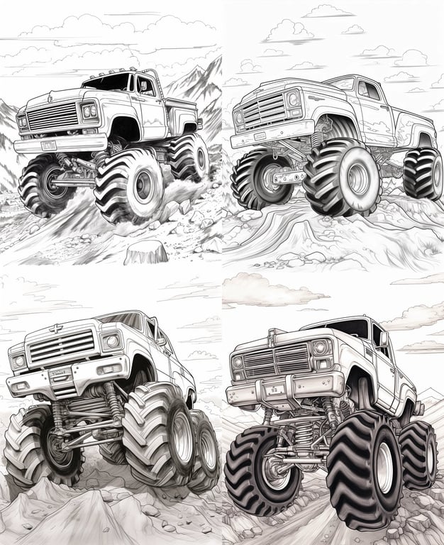 Monster Truck Coloring Page: Midway Mark Prompt | NeoPrompt