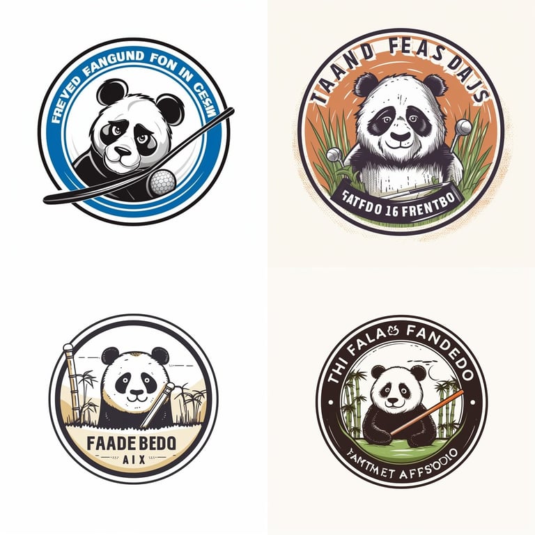 Designing a Simplistic Indoor Golf Logo with Panda and Bamboo Elements ...