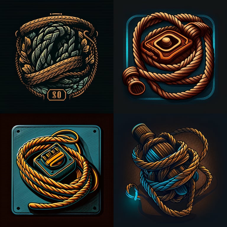 2D Cartoony Rope Icon for Video Game Prompt | NeoPrompt