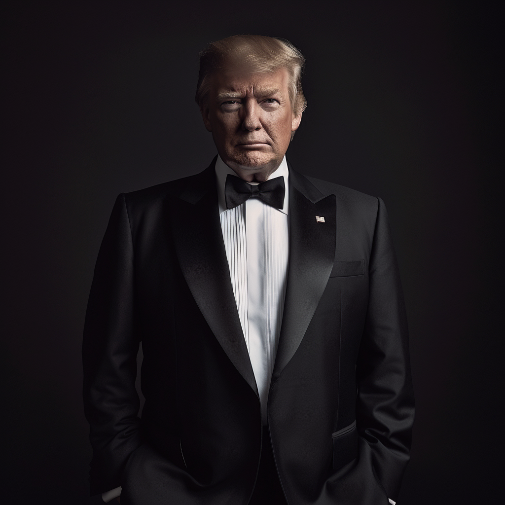Donald Trump Cinematic Portrait in a Tuxedo Mid-Journey Prompt Prompt ...
