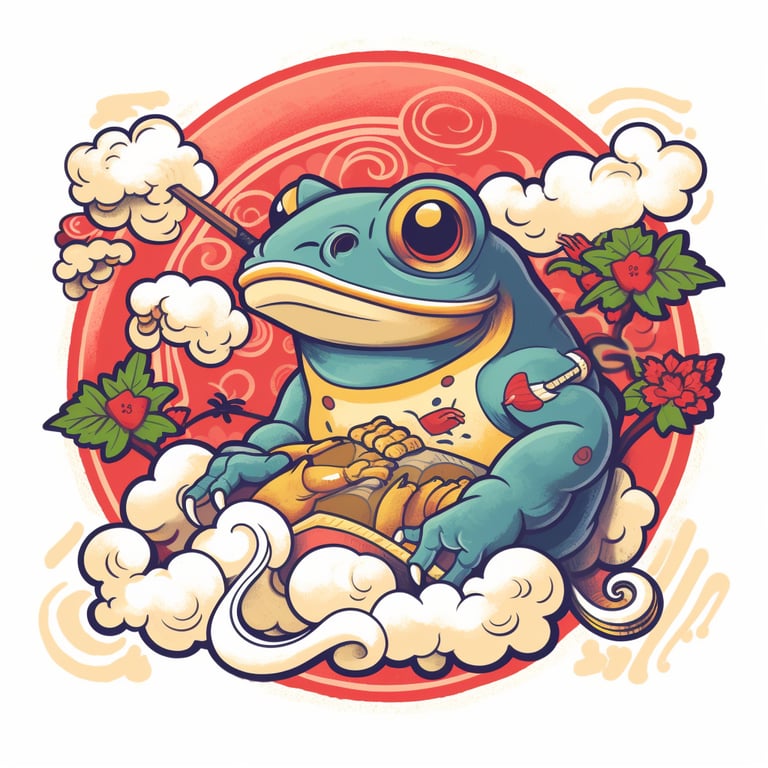 Yokai Frog: A Traditional Japanese Tattoo Concept Sketch Prompt | NeoPrompt