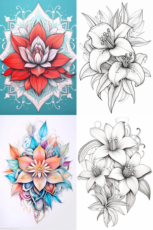 Midway Mandala Lily: Fine Line Art Coloring Page Prompt | NeoPrompt