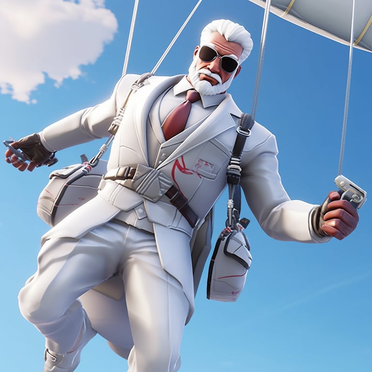 Fried Chicken Fall: Colonel Sanders' Fortnite Adventure Prompt | NeoPrompt