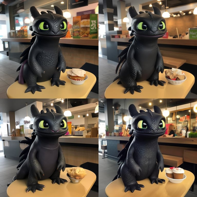 Fast Food Fun: Toothless at McDonalds - Pixar Version 5 Prompt | NeoPrompt