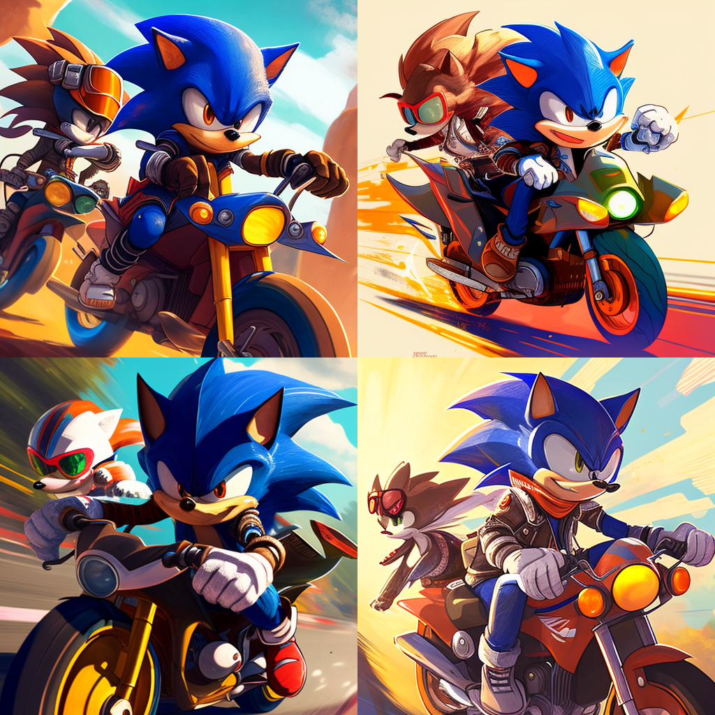 Sonic and Tails' Wild Motorcycle Adventure in 4K Prompt | NeoPrompt