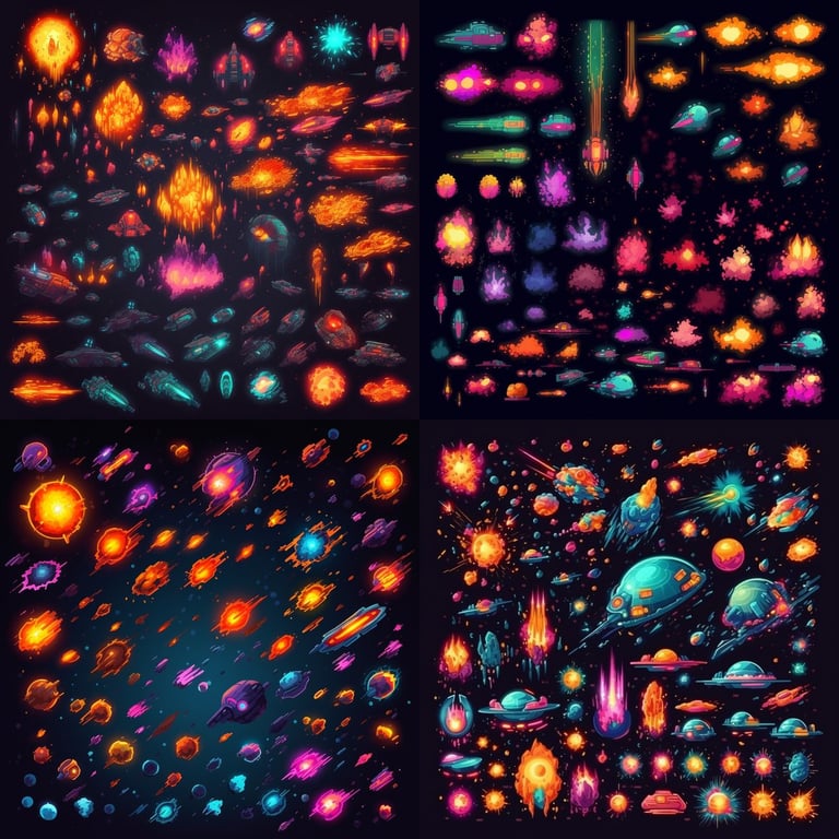 Space Odyssey: Neon Explosion Sprite Sheet v5 at 250 Speed Prompt ...