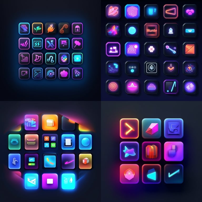 Glowing Neon Futuristic Icon Pack for Windows 11 Prompt | NeoPrompt