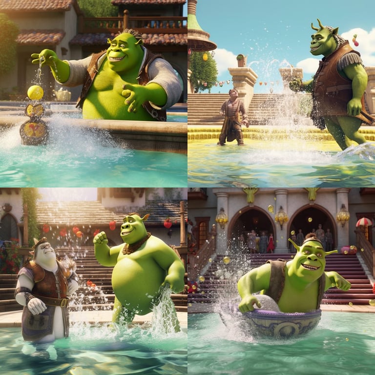 Shrek's Daring Dive: Mid-Adventure Fun Prompt | NeoPrompt