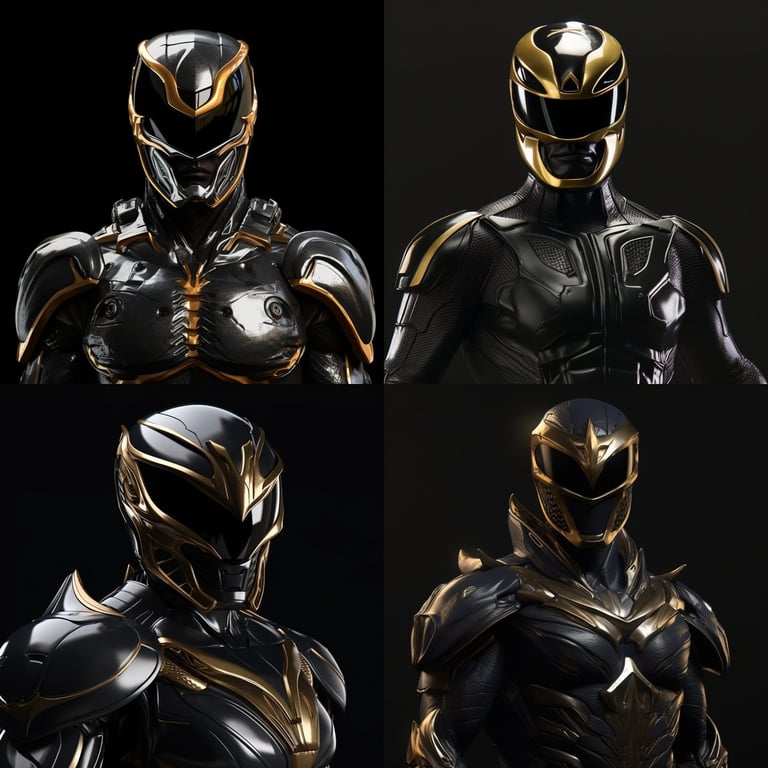 Detailed Realistic Illustration of the Mighty Morphin Black Power ...