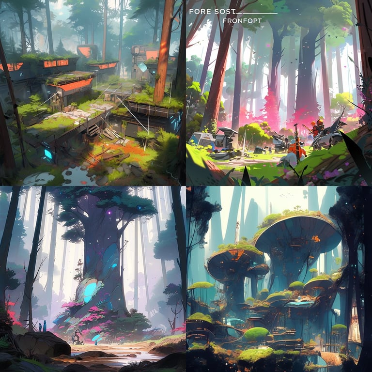 Sci-Fi Punk Forest Gameplay, Level 2 Screenshot Prompt | NeoPrompt