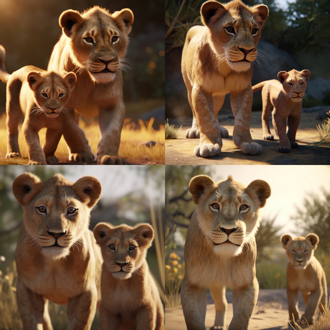 Ultra HD 8K Photorealistic Lioness and Cub Render in Unreal Engine 5 ...