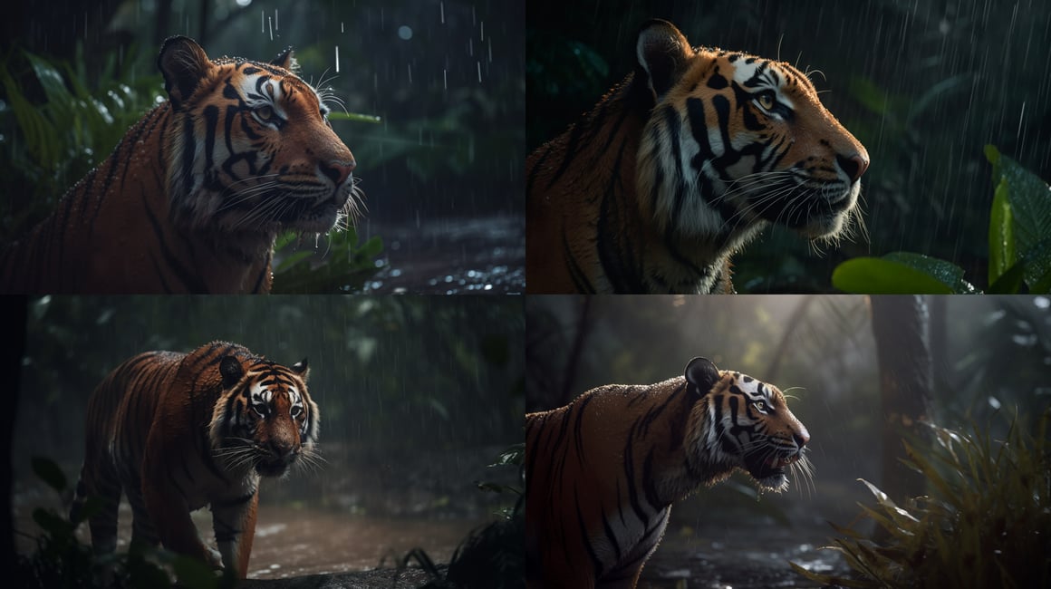 Cinematic Tiger in Rain-Soaked Jungle - Version 5 Prompt | NeoPrompt