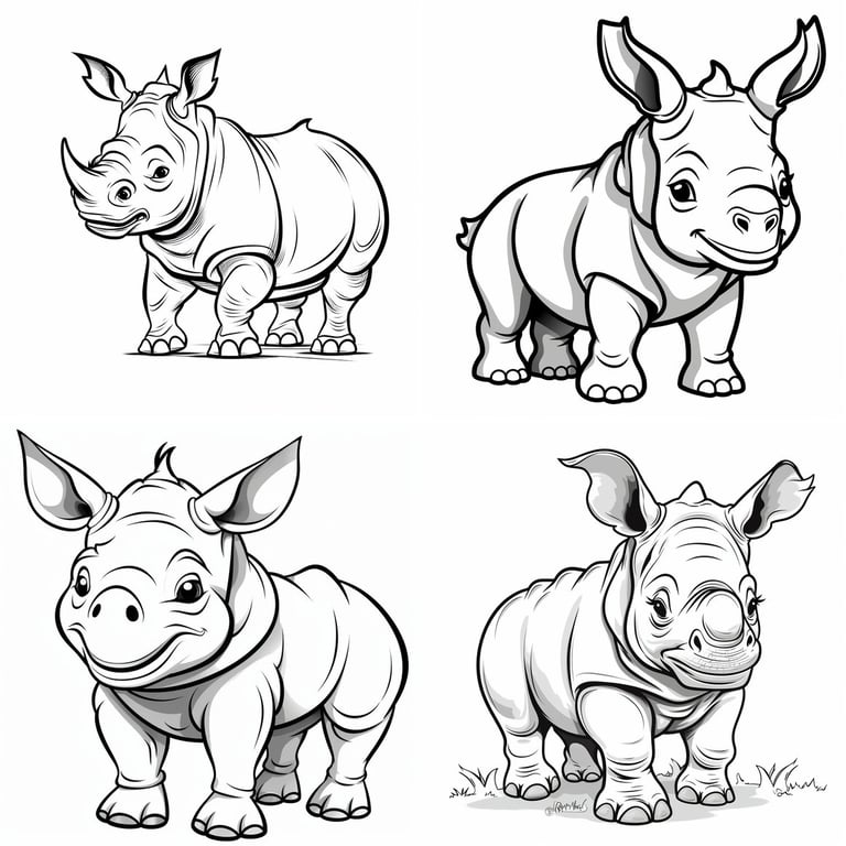 Halfway Adventure: Adorable Rhino Coloring Page Prompt | NeoPrompt