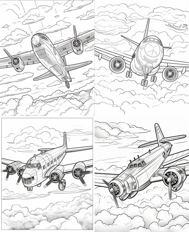 Mid-flight Cartoon Airplane Coloring Page for Kids Prompt | NeoPrompt