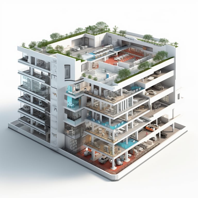 Cross-Section View of a Multi-Level High-Tech Production Facility ...