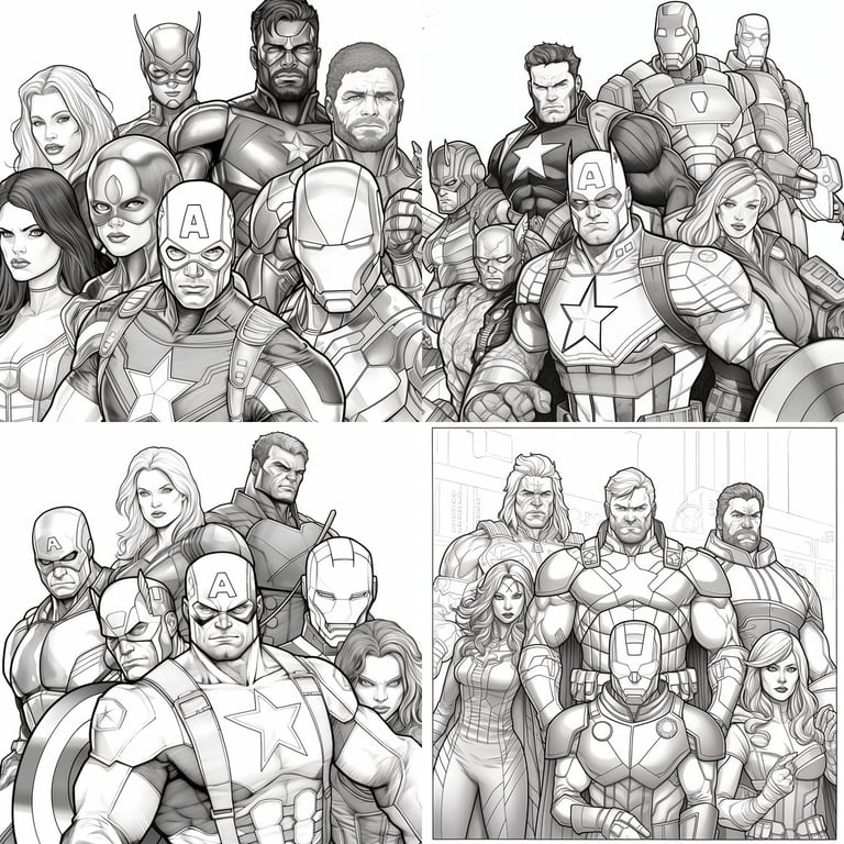 Simple Marvel Characters Printable Coloring Page for Kids Prompt ...