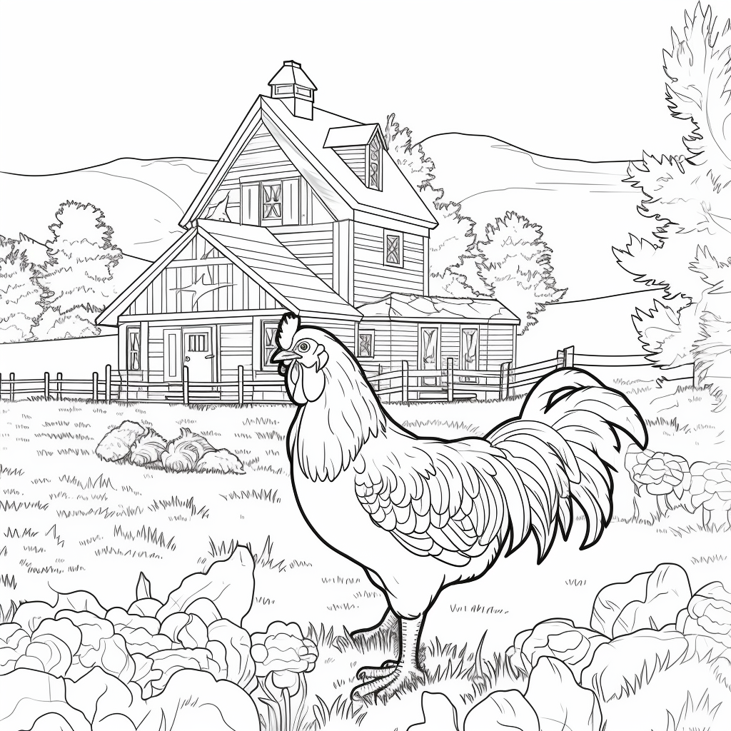 Whimsical Farmyard Hen Coloring Page Design Prompt | NeoPrompt