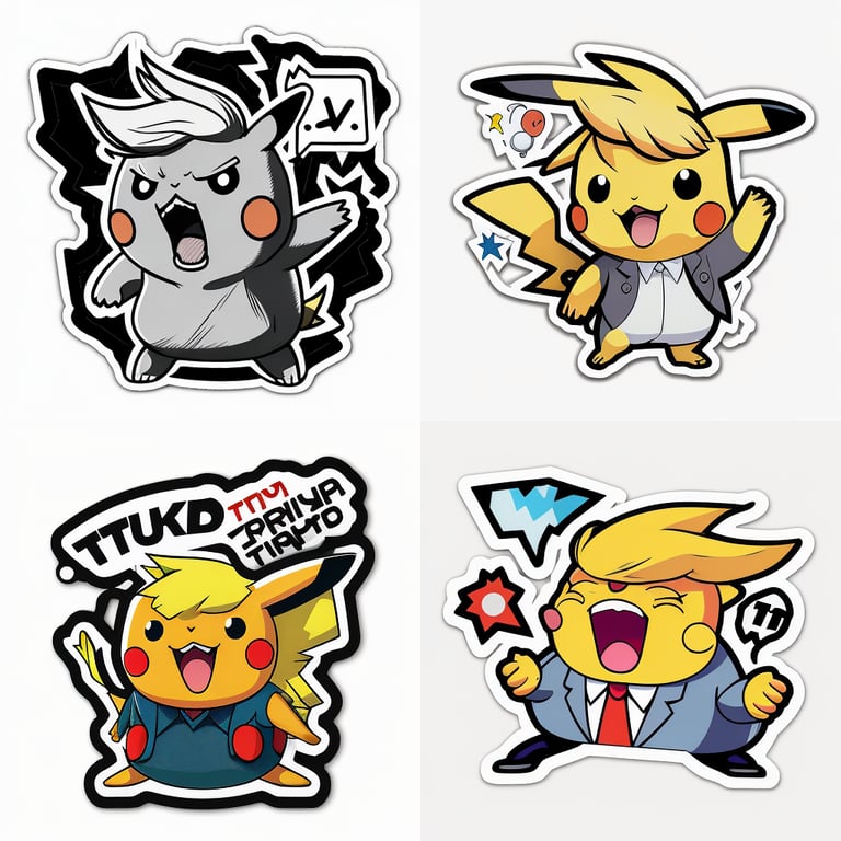 Trump inspired Pokemon Anime Stickers Design in Tertiary Colors Prompt ...