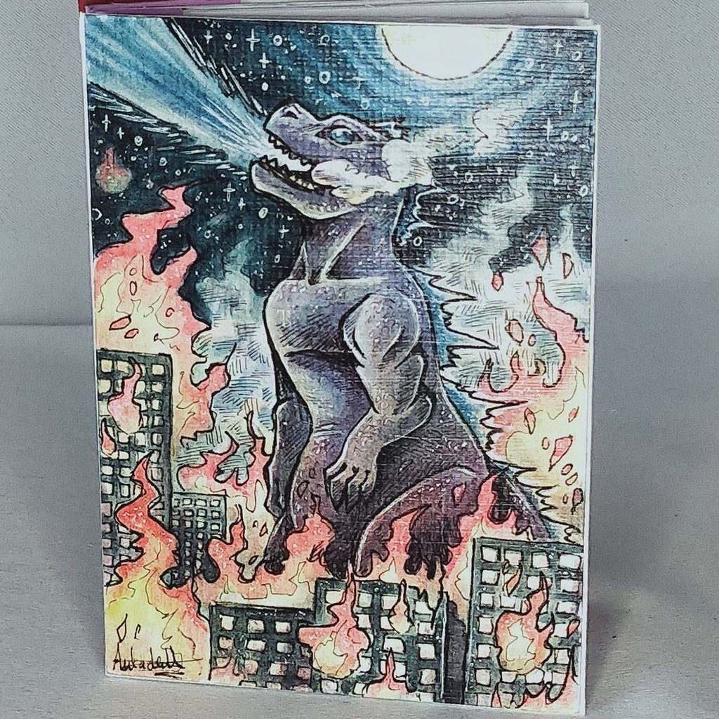 GODZILLA Hand-bound notebook original illustration ⤬⤬⤬ the Black Unicorn