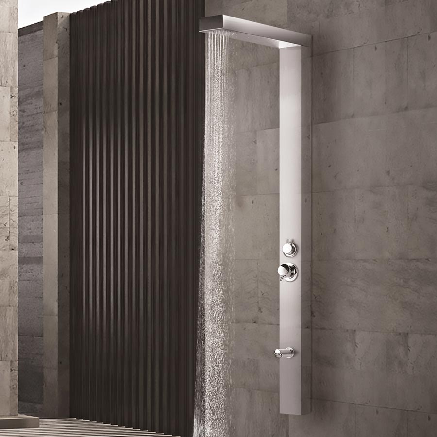 Neda Mix Inox Στήλη Ντούζ Εξωτερικού Χώρου 2 Εξόδων — Golden Bath