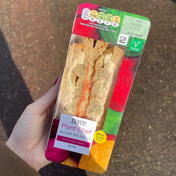 Tesco Plant Chef All Day Breakfast Sandwich Review | abillion
