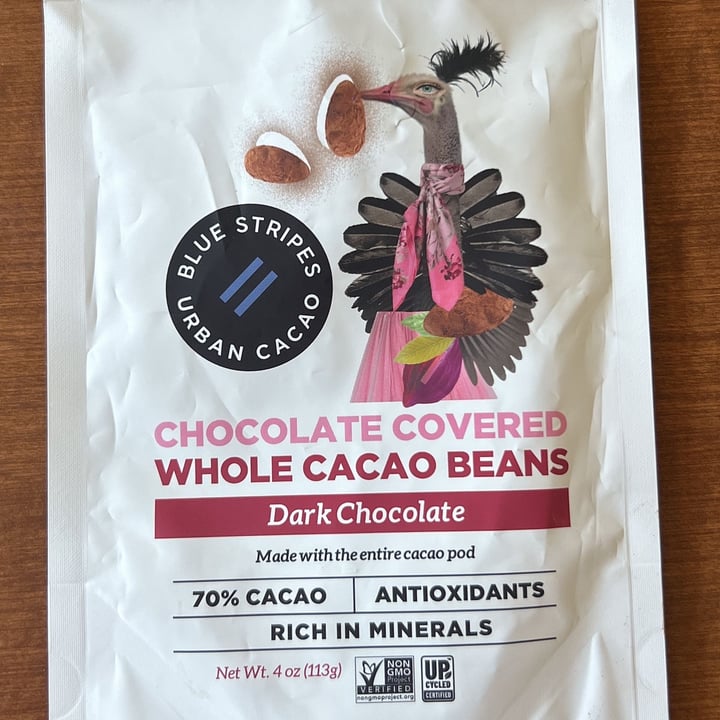 Blue Stripes Urban Cacao CHOCOLATE COVERED WHOLE CACAO BEANS Dark ...