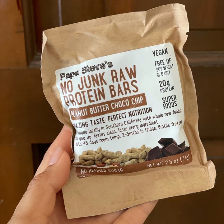 Papa Steve’s No Junk Raw Protein Bars Peanut Butter Choco Chip bar ...