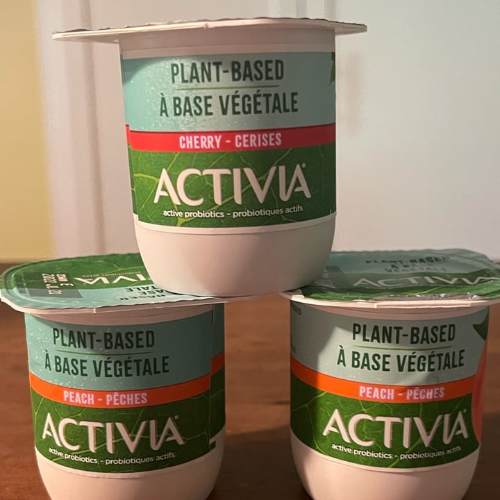 Activia Plant based probiotic yogurt cherry and peach Review | abillion