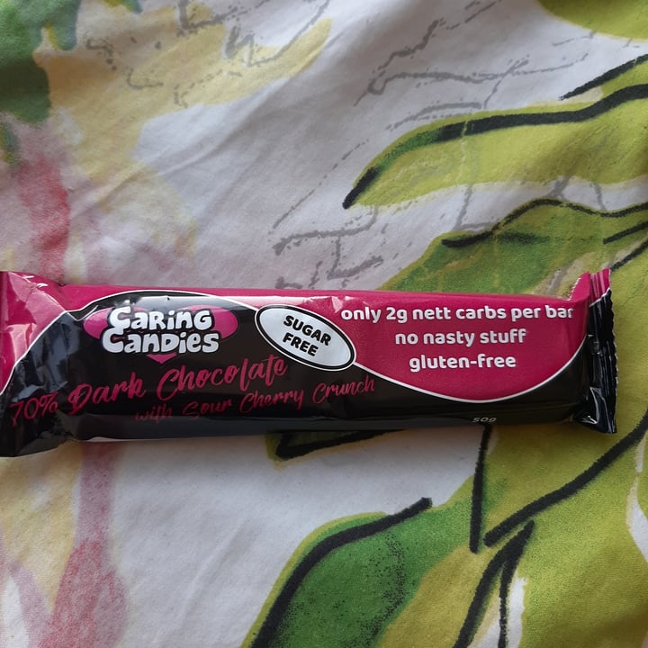 Caring Candies Sugar free 70% Dark Chocolate With Sour Cherry Crunch ...