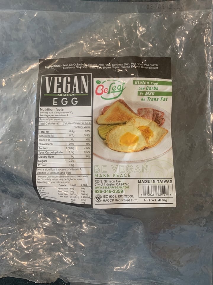 BeLeaf Vegan Vegan Imitation Egg Review | abillion