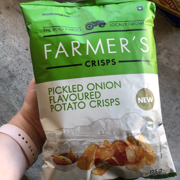 Woolworths Food Farmer's pickled onion flavoured crisps Review | abillion