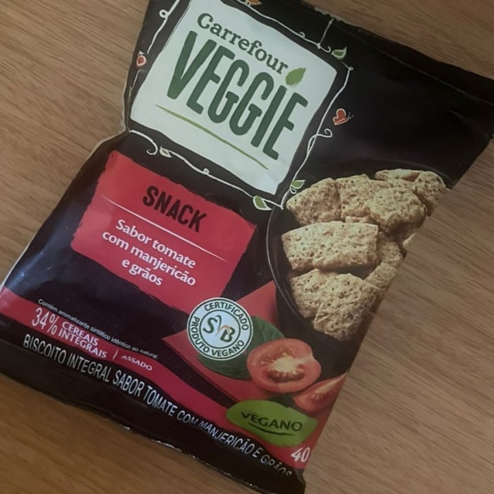 Carrefour Veggie snack Sabor Tomate Com Mangericão E Grãos Review ...