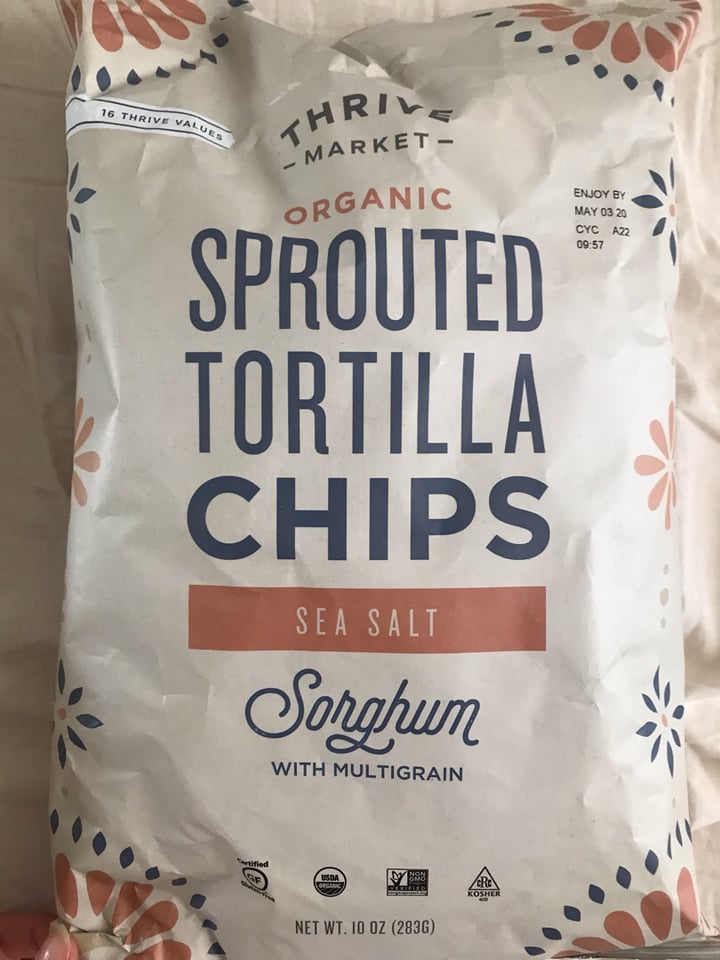 Thrive Market Organic Sprouted Tortilla Chips Sea Salt Sorghum With ...