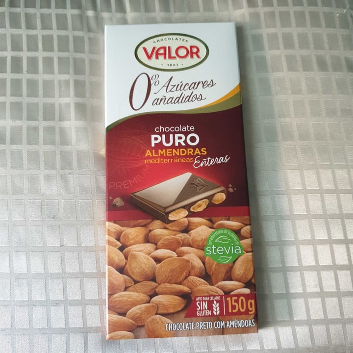 Valor Chocolate Puro con Almendras Mediterráneas Enteras Sin Azúcar ...