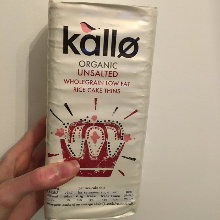 Kallo Organic unsalted whole grain low fat rice cake thins Review ...