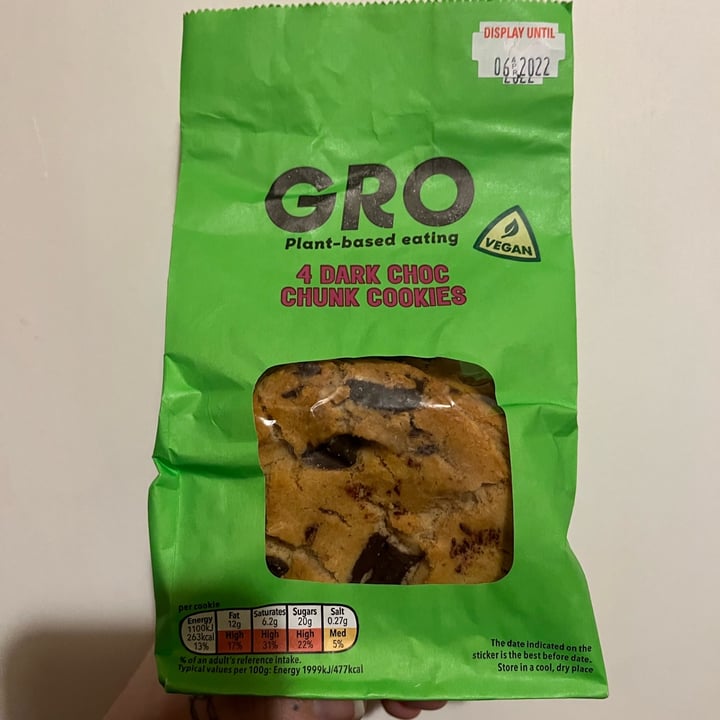 GRO Plant-based eating 4 dark choc chunk cookies Review | abillion