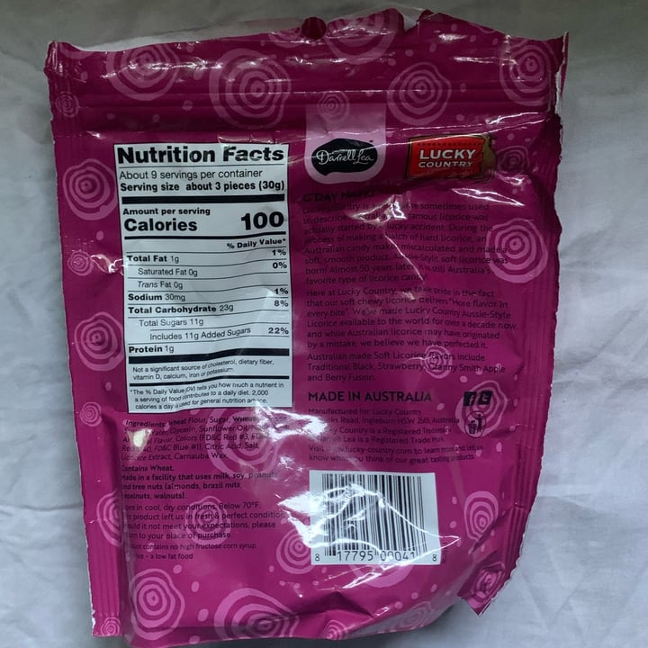 Lucky Country Australian made soft licorice candy berry fusion flavor ...
