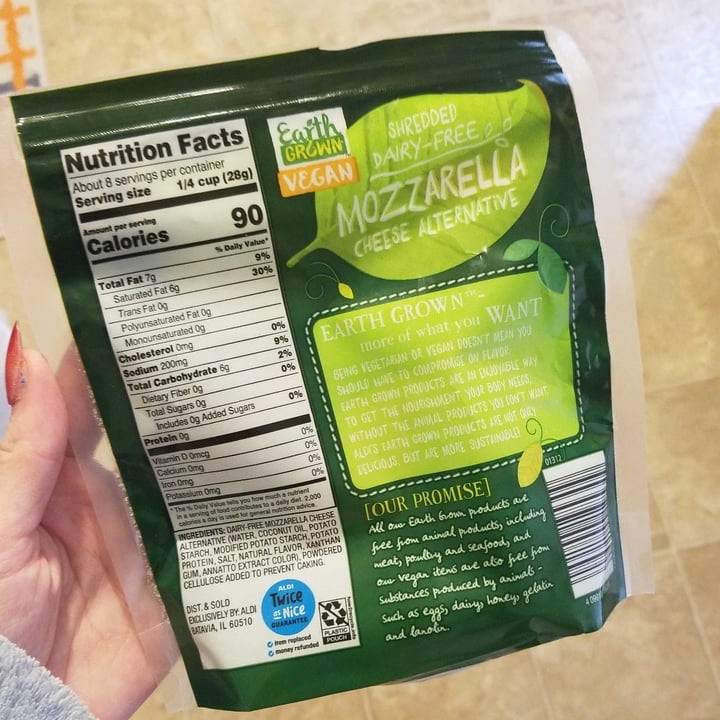 Earth Grown Shredded dairy free mozzarella cheese alternative Review ...