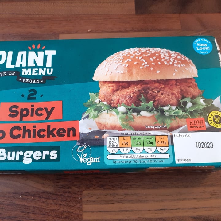 Plant Menu 2 spicy no chicken burgers Review | abillion