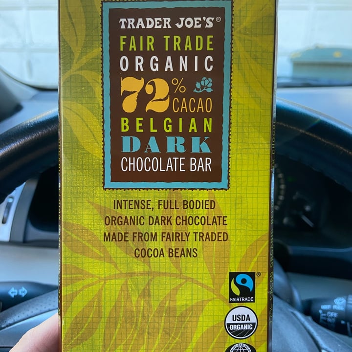Trader Joe's Fair trade organic 72% cacao belgian dark chocolate bar Review | abillion
