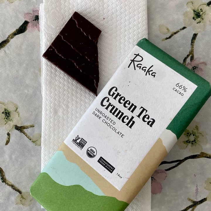 Raaka Green Tea Crunch Unroasted Dark Chocolate Review | abillion